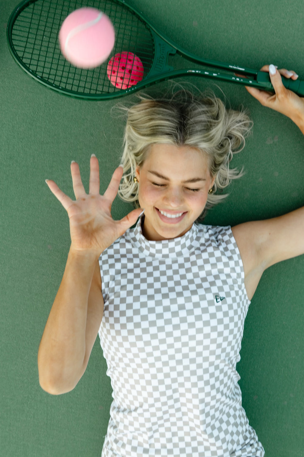 EG mock neck tank tan check – Ever Green Athletic Wear